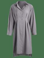 China Fall Clothing Womens Midi Double Slit Shirt Dress Long Sleeve for sale
