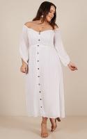 China Women Clothing Long Sleeve Sorrento Dreaming Dress In White Linen Look for sale