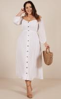 China Women Clothing Long Sleeve Sorrento Dreaming Dress In White Linen Look for sale