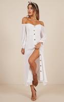 China Women Clothing Long Sleeve Sorrento Dreaming Dress In White Linen Look for sale