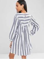 China Fall Clothing Plus Size Gray Striped XL Tunic Mini Dress For Women for sale