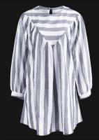 China Fall Clothing Plus Size Gray Striped XL Tunic Mini Dress For Women for sale