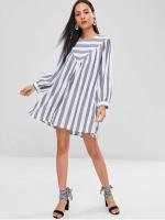 China Fall Clothing Plus Size Gray Striped XL Tunic Mini Dress For Women for sale