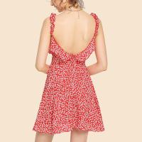 China 2018 fashion summer ruffle floral red mini backless dress for women for sale