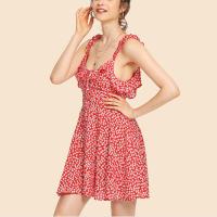 China 2018 fashion summer ruffle floral red mini backless dress for women for sale