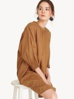 China 2018 Simple midi smock cuff brown oversize dress for women for sale