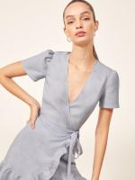 China Ladies Summer Fashion Clothing Linen Fabric Wrap Dress for sale