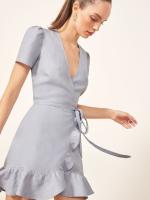 China Ladies Summer Fashion Clothing Linen Fabric Wrap Dress for sale
