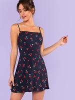 China Fashion women's sweet mini slim fit dress with cherry printing for sale