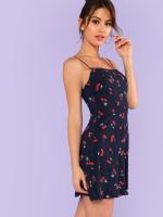 China Fashion women's sweet mini slim fit dress with cherry printing for sale