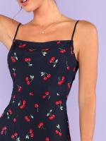 China Fashion women's sweet mini slim fit dress with cherry printing for sale