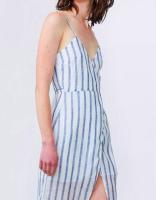 China 2018 Summer Linen Fabric Slip Wrap Dress Ladies for sale