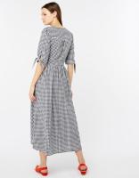 China Black and White Gingham Midi Dress Summer Ladies for sale