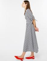 China Black and White Gingham Midi Dress Summer Ladies for sale