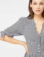 China Black and White Gingham Midi Dress Summer Ladies for sale