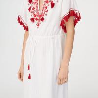 China Embroidery Tassel Boho Cotton Dress Women for sale