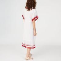China Embroidery Tassel Boho Cotton Dress Women for sale