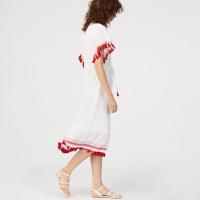 China Embroidery Tassel Boho Cotton Dress Women for sale