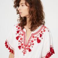 China Embroidery Tassel Boho Cotton Dress Women for sale