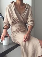 China 2018 Ladies Fall Linen Dress Loose Women Long Sleeve Autumn for sale