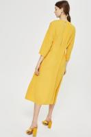 China New Arrival Fall Yellow Midi Dress With Sleeves Ladies Autumn for sale