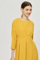 China New Arrival Fall Yellow Midi Dress With Sleeves Ladies Autumn for sale