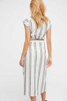 China 2018 Summer Clothing Deep V Neck With Split Striped Boho Dress For Women for sale