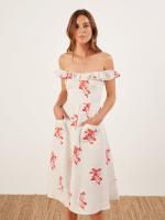 China New Design Floral Printing Ladies Fashion Linen Boho Ruffle Dress Women for sale