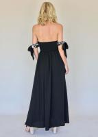 China New Boho Off Shoulder Summer Backless Maxi Dresses With Tie Up Sleeves for sale