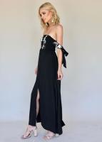 China New Boho Off Shoulder Summer Backless Maxi Dresses With Tie Up Sleeves for sale