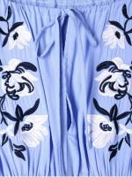 China Blue Off Shoulder Mexican Embroidery Beach Casual Dress Women for sale