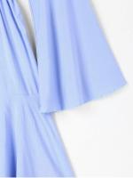 China Blue Off Shoulder Mexican Embroidery Beach Casual Dress Women for sale