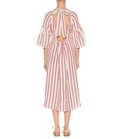 China Women deep v neck stripe linen dress and unbacked for sale