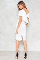 China Dongguan Women Clothing Elegant Spaghetti Strap White Bodycon Midi Dress Sexy Ladies for sale