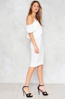 China Dongguan Women Clothing Elegant Spaghetti Strap White Bodycon Midi Dress Sexy Ladies for sale