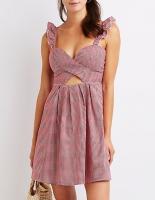 China Mini Breathable OEM Dress 2018 Custom Gingham Sun Dress Ruffle for sale