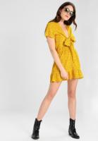 China Glamorous Day Dress Bow Tie Sexy Yellow Polka Dot Dress Women for sale