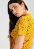 China Glamorous Day Dress Bow Tie Sexy Yellow Polka Dot Dress Women for sale