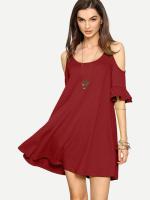 China High Quality Clothes for Women O-neck Mini Dress Ruffle Women Big Sizes for sale