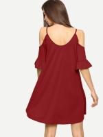 China High Quality Clothes for Women O-neck Mini Dress Ruffle Women Big Sizes for sale
