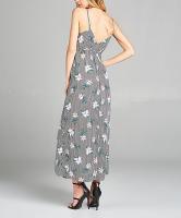 China Chinese Clothing Manufacturers Black Stripe Sexy Maxi Dress Floral Ladies for sale