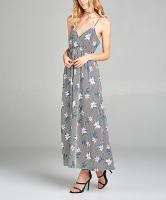 China Chinese Clothing Manufacturers Black Stripe Sexy Maxi Dress Floral Ladies for sale