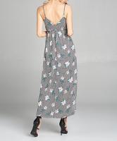 China Chinese Clothing Manufacturers Black Stripe Sexy Maxi Dress Floral Ladies for sale