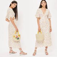 China Summer Boho Style V neck Sexy Dress Floral Dress Long Midi for sale