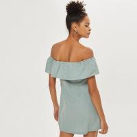 China Clothing Women Off Shoulder Dresses Bardot Linen Ruffle Dress for sale