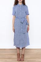 China Women Casual Button Down Solid Midi Linen Dresses ladies for sale