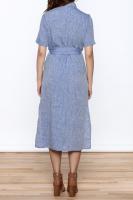 China Women Casual Button Down Solid Midi Linen Dresses ladies for sale