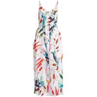 China 2018 New Style Women White-Print Button-Down Simple Cheap Linen Midi Dress for sale
