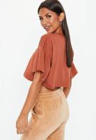 China Rust Zip Front Custom Crop Top Clothing Women for sale