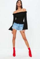 China Spring Black Frill Knit Woman Crop Top Clothing Tops for sale